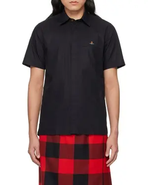 VIVIENNE WESTWOOD Orb Embroidered Short-sleeved Shirt - Black