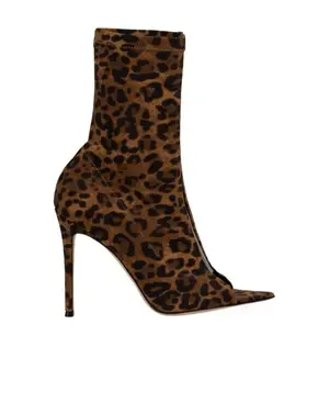 GIANVITO ROSSI Leopard Print High Heel Ankle Boots