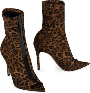 GIANVITO ROSSI Leopard Print High Heel Ankle Boots