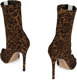 GIANVITO ROSSI Leopard Print High Heel Ankle Boots