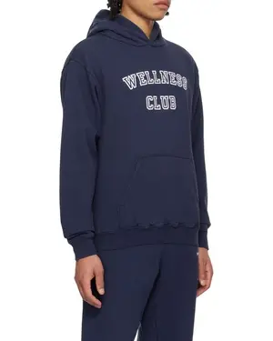 SPORTY  RICH Sporty & Rich Wellness Club Hooded Sweatshirt - Navy Blue