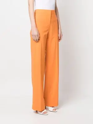 MSGM High-waisted Wide Leg Pants With Belt Rings