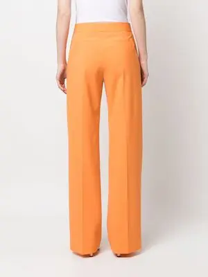 MSGM High-waisted Wide Leg Pants With Belt Rings