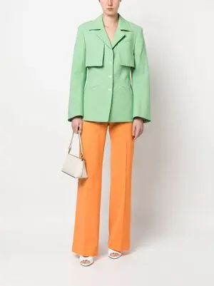 MSGM High-waisted Wide Leg Pants With Belt Rings
