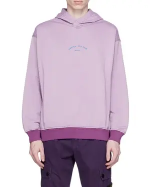 Stone Island Logo Print Drawstring Hoodie