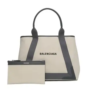 Balenciaga Canvas Tote Bag With Logo - Natural/grey