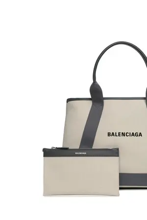 Balenciaga Canvas Tote Bag With Logo - Natural/grey