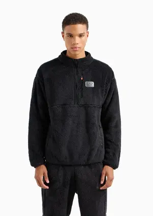 EA7 Suede Sports Sweater With Zipper Details