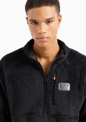 EA7 Suede Sports Sweater With Zipper Details