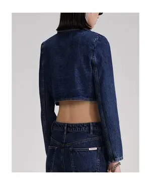 SELF-PORTRAIT V-neck Long-sleeved Denim Jacket