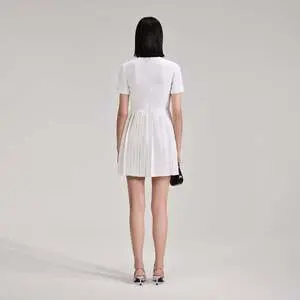 SELF-PORTRAIT Lace-collar Pleated Midi Dress