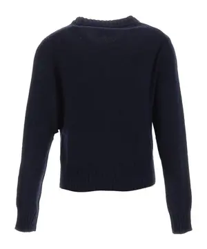 AMI Paris Long-sleeved Crewneck Knitted Jumper With Embroidered Logo