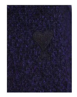 AMI Paris Long-sleeved Crewneck Knitted Jumper With Embroidered Logo
