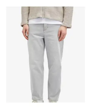AMI Paris Straight Leg Jeans With Logo Patch - Gray