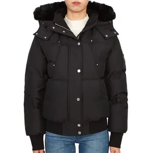 Moose Knuckles Buttoned Hooded Bomber Jacket