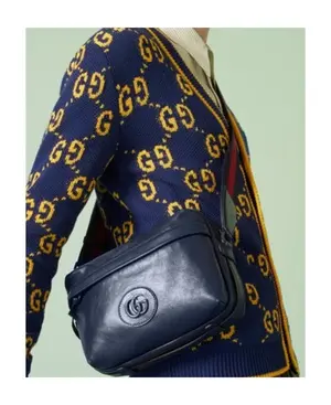 Gucci Double G Leather Shoulder Bag