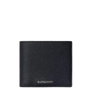 Burberry Logo Double Fold Wallet - Deep Navy Blue