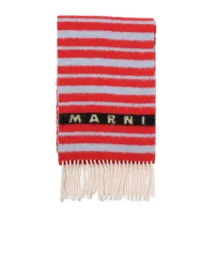 Marni Striped Fringed Scarf - Red