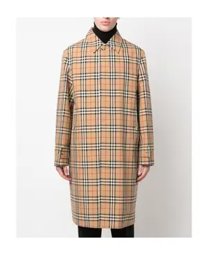 Burberry Checked Collared Trench Coat