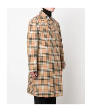 Burberry Checked Collared Trench Coat