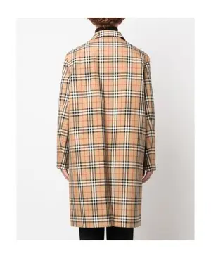 Burberry Checked Collared Trench Coat