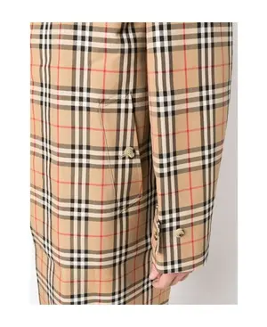 Burberry Checked Collared Trench Coat