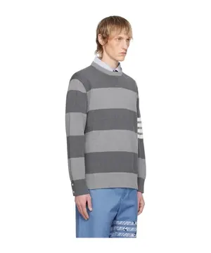 Thom Browne Striped Knit Sweater With Floral Back Detail
