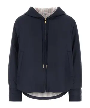 Thom Browne Hooded Down Overshirt - Navy