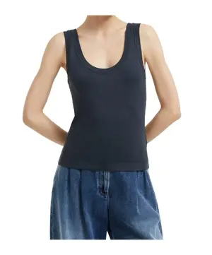 Brunello Cucinelli Ribbed Tank Top With Monili Decoration