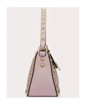Valentino Garavani Small Rockstud Grainy Calfskin Crossbody Bag - Pink