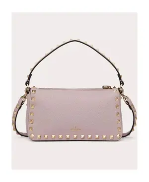 Valentino Garavani Small Rockstud Grainy Calfskin Crossbody Bag - Pink