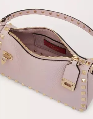 Valentino Garavani Small Rockstud Grainy Calfskin Crossbody Bag - Pink