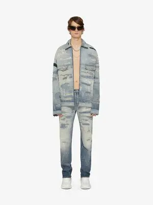 Givenchy Oversized Denim Jacket With Rip And Repair Details