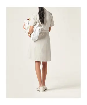 Miu Miu Logo-patch Belted Shirt Dress