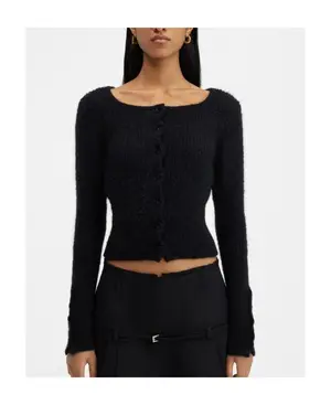 Jacquemus Square Collar Long Sleeve Ribbed Cardigan