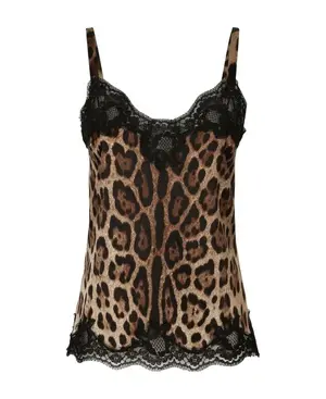 Dolce & Gabbana Leopard Print Lace Trim Camisole