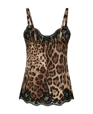 Dolce & Gabbana Leopard Print Lace Trim Camisole