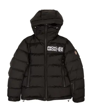 Moncler Long-sleeved Down Jacket With Logo And Drawstring Hood
