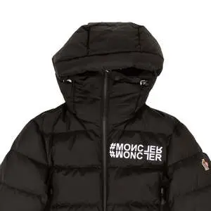 Moncler Long-sleeved Down Jacket With Logo And Drawstring Hood