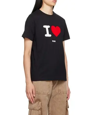 MSGM Logo Flocked Crewneck T-shirt