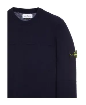 Stone Island Compass Motif Crew Neck Jumper - Blue