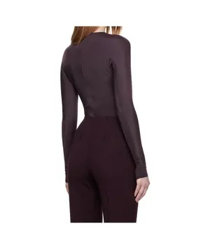 MUGLER Embossed Logo Long Sleeve Bodysuit