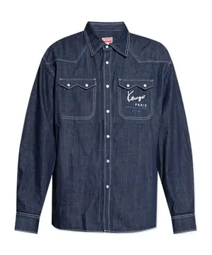 Kenzo Logo Embroidered Buttoned Denim Shirt