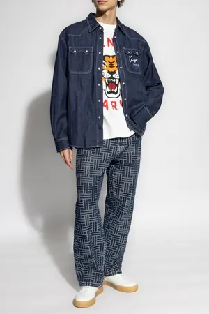 Kenzo Logo Embroidered Buttoned Denim Shirt