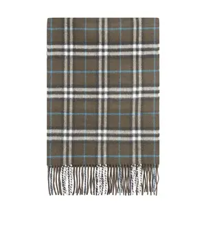 Burberry Checked Fringed Edge Scarf - Gray