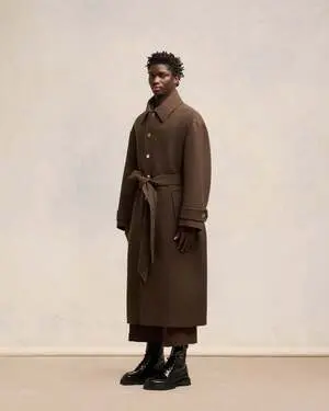 Ami Belted Long Oversized Coat