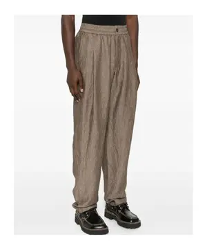 Giorgio Armani Relaxed Fit Pleated Pull-on Trousers - Gray
