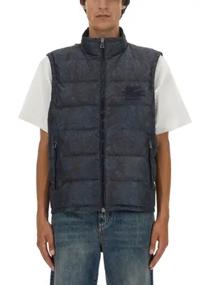 Etro Sleeveless Paisley Printed Down Jacket