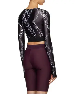 Versace Chain Print Cropped Top