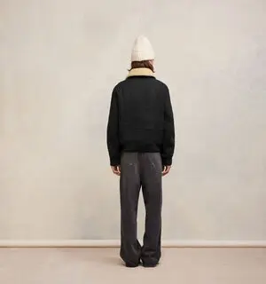 Ami Shearling Collar Wool Bomber Jacket